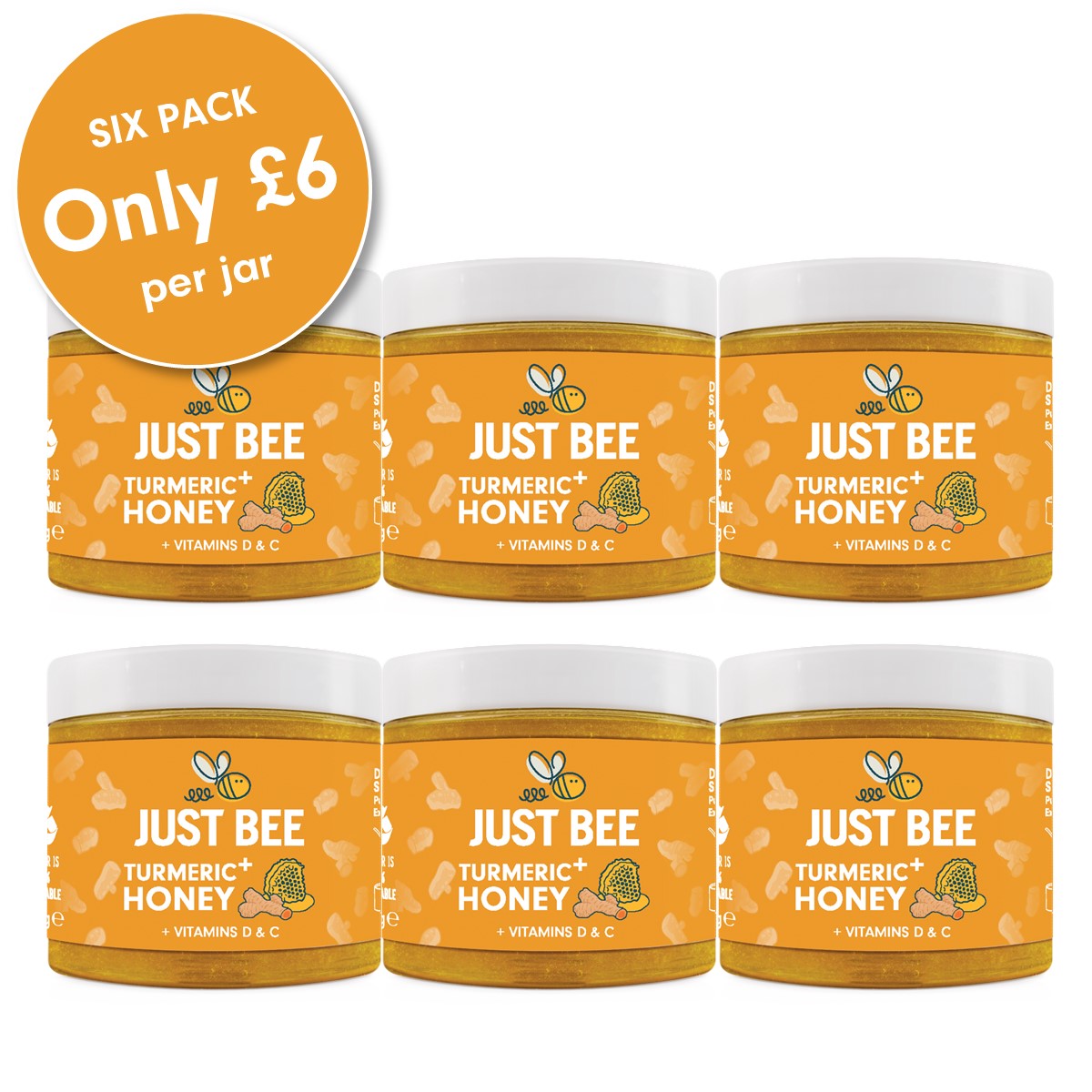Turmeric+ Honey with Turmeric, Vitamins D & C Bulkpack (6x260g) – Just ...